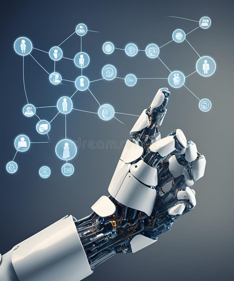 Shaping the Future of Work with Robots and Artificial Intelligence Solutions Stock Illustration ...