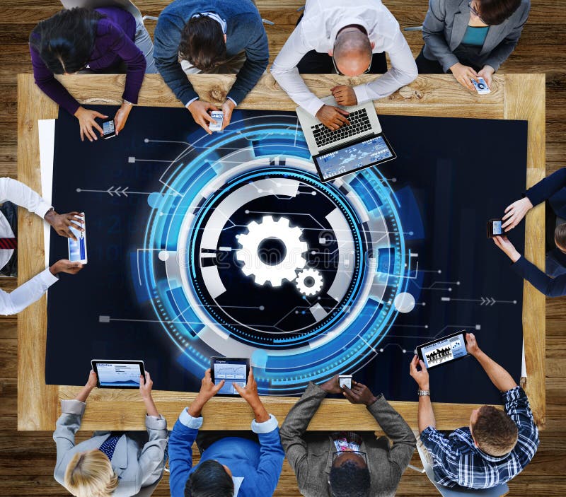 Technology Digital Network Cog Teamwork Concept Stock Image - Image of ...