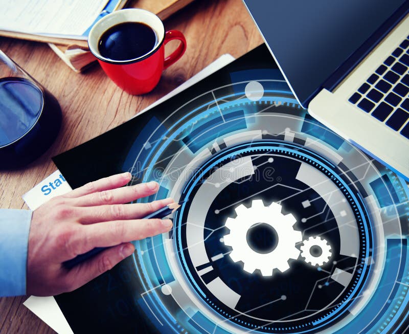 Technology Digital Network Cog Teamwork Concept Stock Image - Image of ...