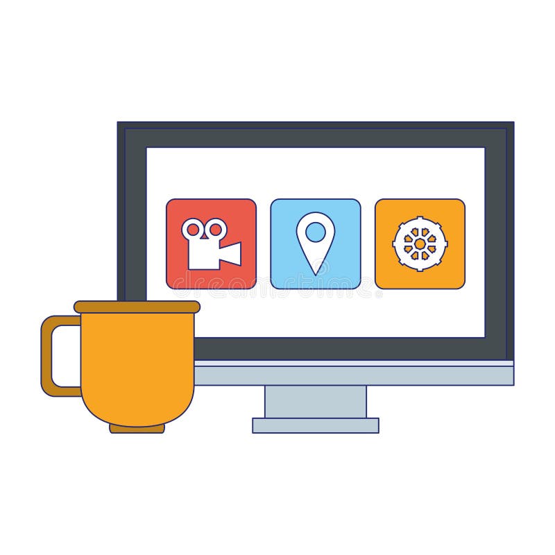 Technology Digital Online Modern Cartoon Stock Vector - Illustration of ...