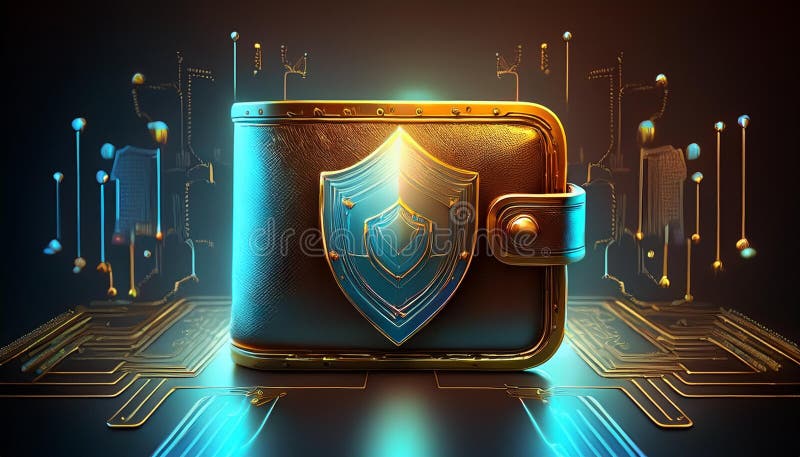 Technology Digital Wallet Icon with a Shield, Symbolizing Protection ...