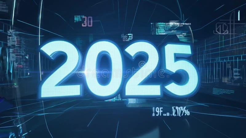 Technology Displaying Year 2025 Numbers Changing Stock Footage - Video ...