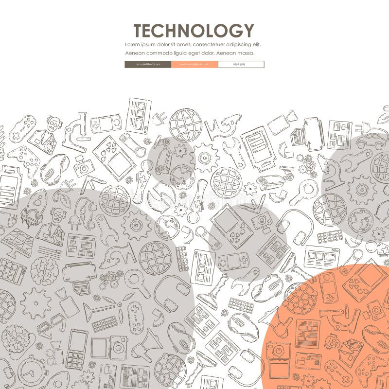 Technology Doodle Website Template Design Stock Vector - Illustration ...