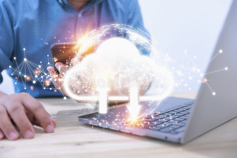 Technology Download, Upload Big Database Concept. Cybersecurity Digital ...