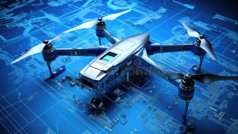 Technology Drone Blue Print Stock Illustration - Illustration of ...