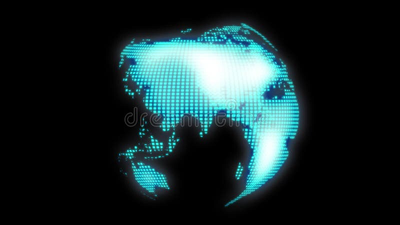 Technology Earth Spinning with Glowing Alpha Channel HD Video. Loopable ...