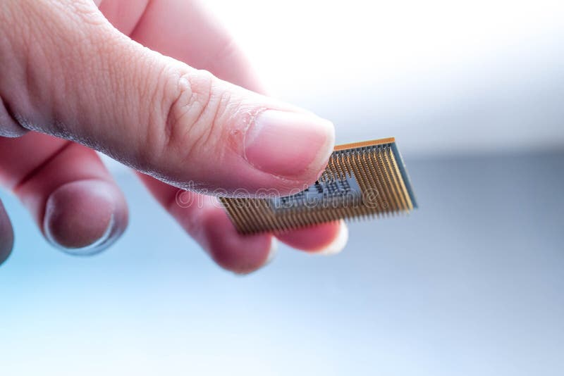 Technology Electronic Concept. Cpu Microprocessor Chip in Hand Stock ...