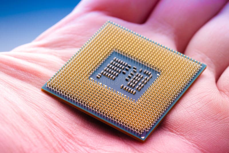 Technology Electronic Concept. Cpu Microprocessor Chip in Hand Stock ...