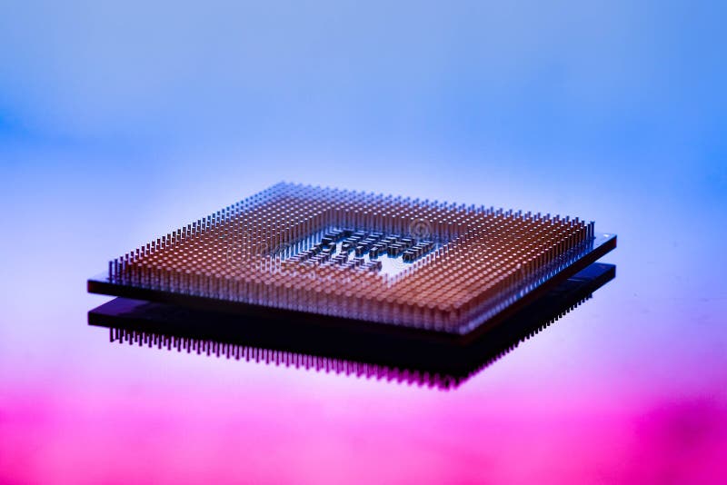 Technology Electronic Concept. Cpu Ram Computer on Blue Li Stock Image ...