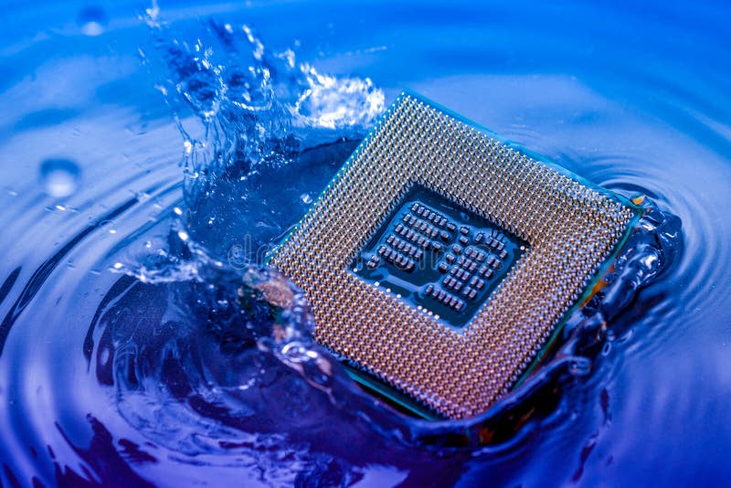 Technology Electronic Concept. Cpu Ram Computer on Blue Li Stock Photo ...