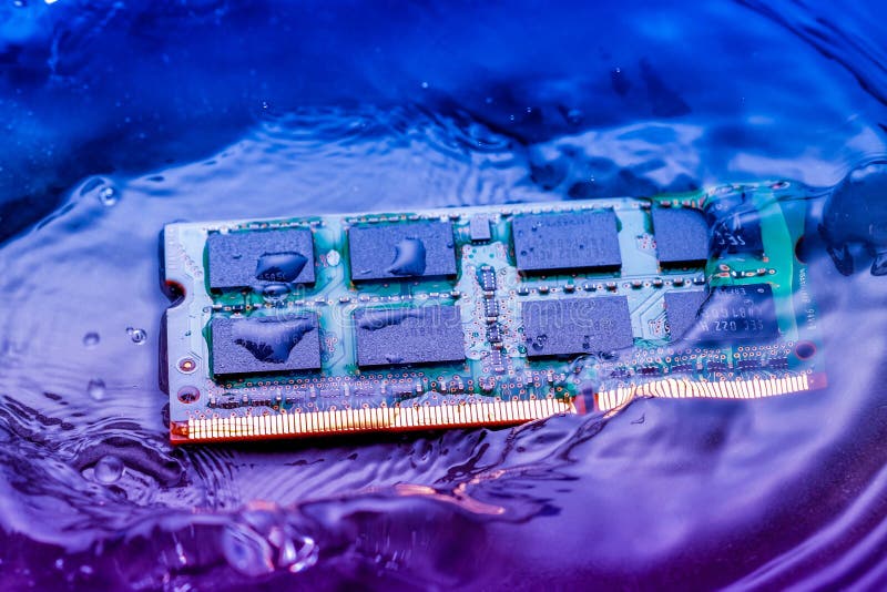 Technology Electronic Concept. Cpu Ram Computer Fall into Stock Image ...