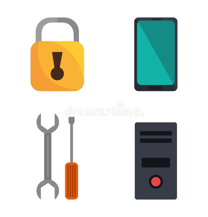 Technology and Electronic Devices Stock Illustration - Illustration of ...