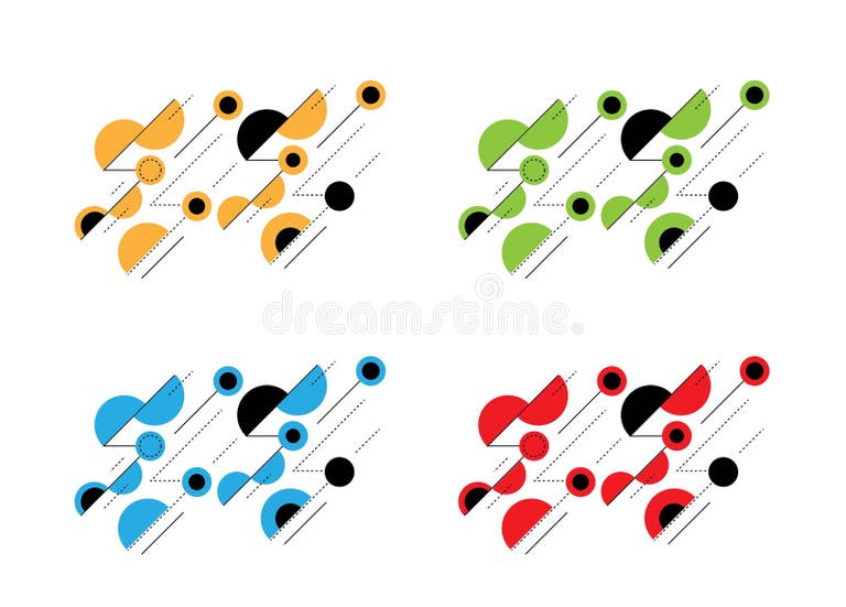 Technology Engineering Design Element Half Circles and Circles Line Art ...