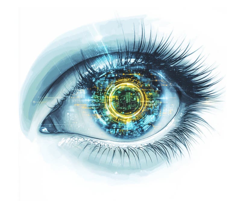 Technology Eye Looking. Smart Contact Lenses. the Eye Close-up Stock ...