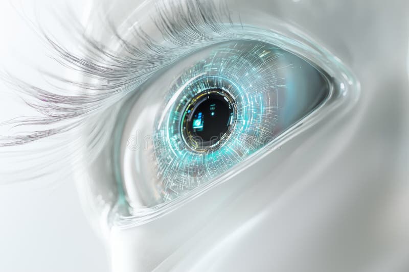 Technology Eye Looking. Smart Contact Lenses. the Eye Close-up Stock ...
