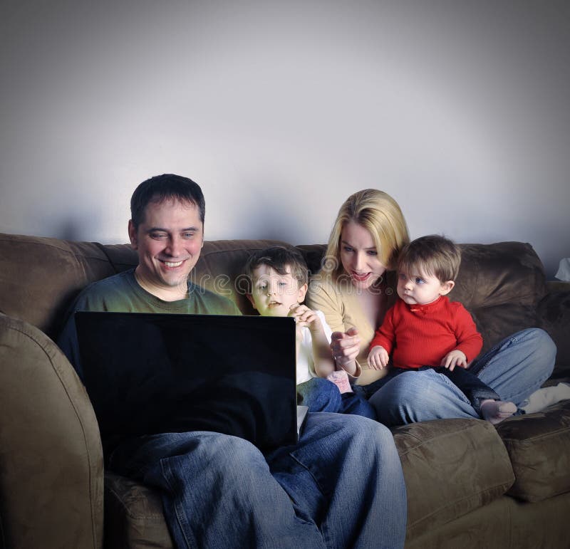 Technology Family at Home on Laptop Stock Image - Image of activities ...