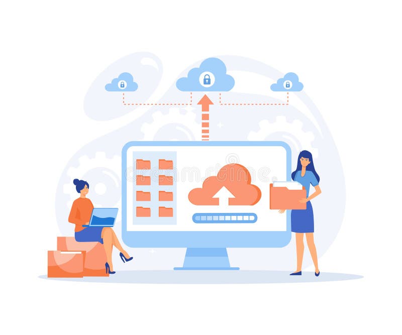 Technology File Upload Backup on Cloud Server Storage Concept. Stock Vector - Illustration of ...