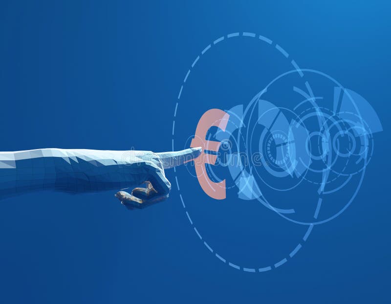 Technology Finger and Holographic Smart Icon, Internet Intelligent ...