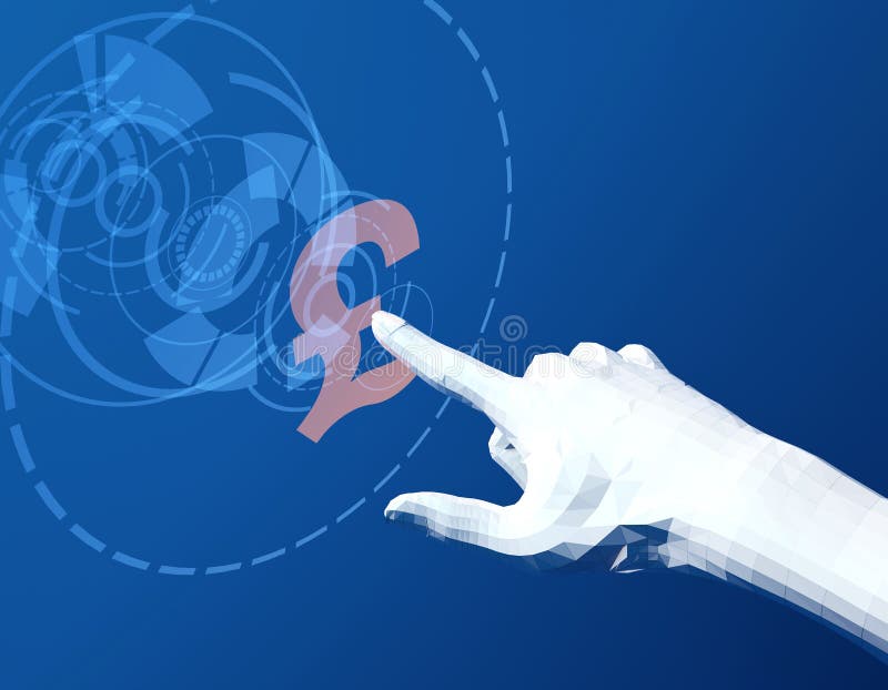 Technology Finger and Holographic Smart Icon, Internet Intelligent ...