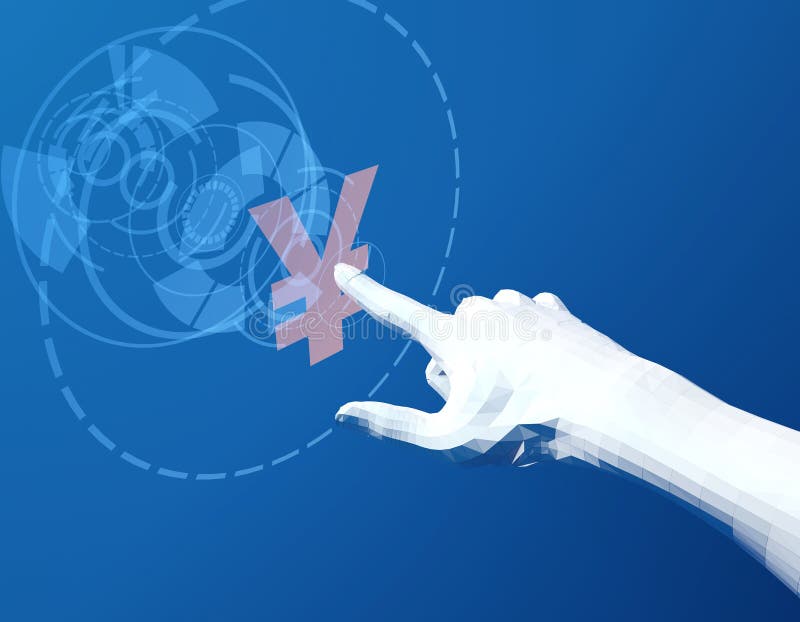 Technology Finger and RMB Smart Icon, Internet Smart Technology and ...