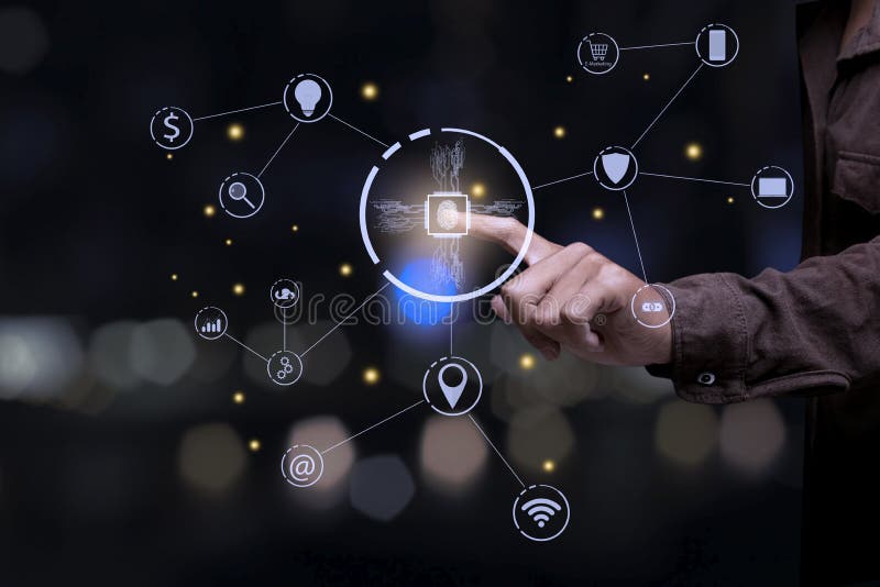 Technology Fingerprint Scan Provides Security. Connection Network Stock ... Technology Fingerprint Scan Provides Security. Connection Network Stock ...