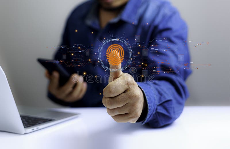 Technology Fingerprint Systems Cyber Security. Futuristic Digital ...