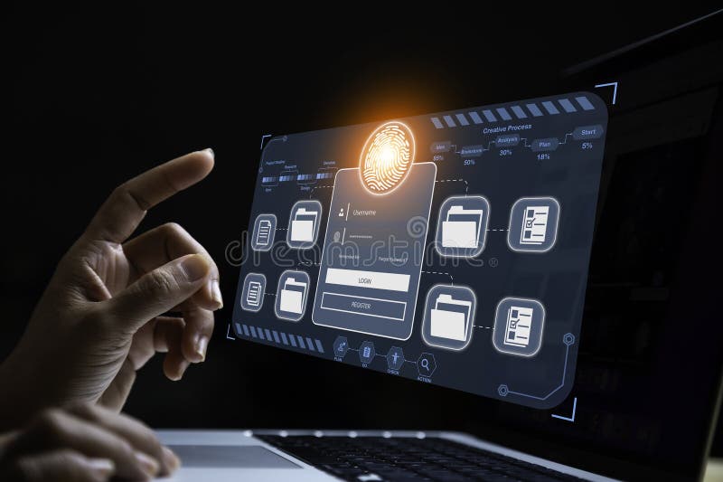 Technology Fingerprint Systems Cyber Security. Futuristic Digital Processing of Biometric ...