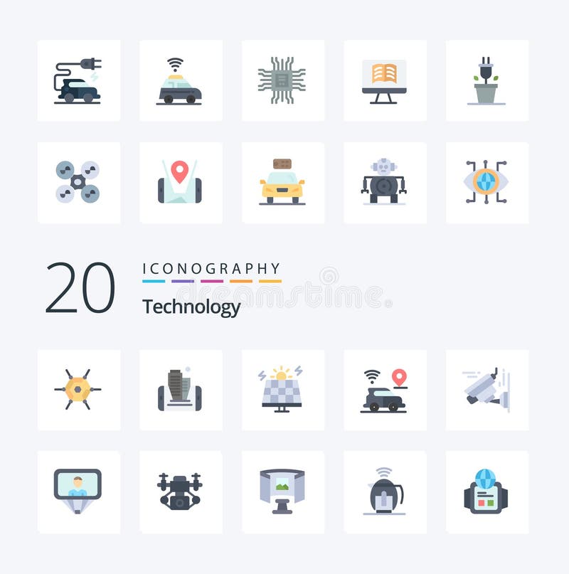 20 Technology Flat Color Icon Pack Like Technology Camera Environment ...