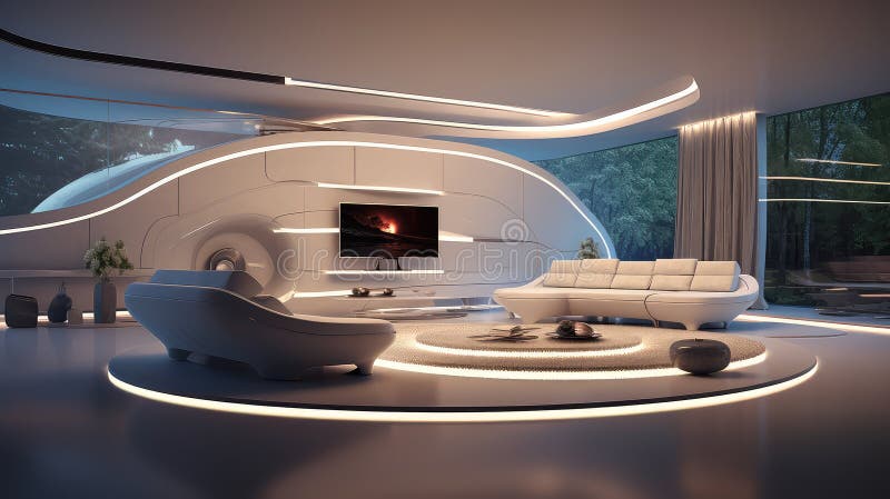 Technology future interior stock illustration. Illustration of home ...