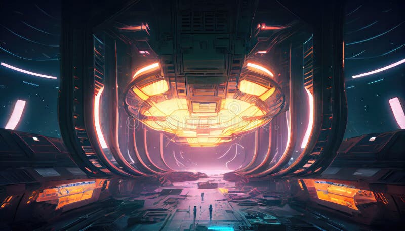 Technology Futuristic Background Interior Science Fiction Spaceship ...