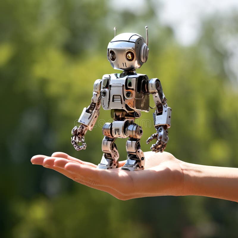 Robot on Hand, Human Hand Holding Small Robot, Artificial Intelligence ...