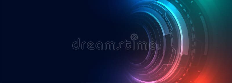 Technology Futuristic Digital Banner with Hud Element Stock Vector ...