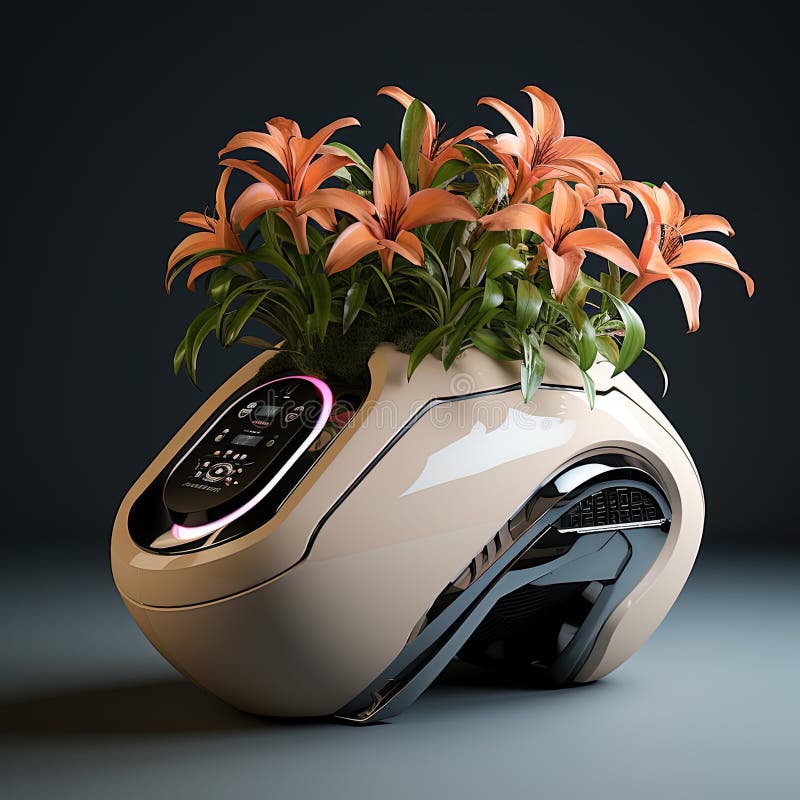 Futuristic Flower Pot, Generative Ai Stock Illustration - Illustration ...