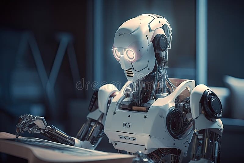 Technology Futuristic Humans Replacing Cyborg Working Robot ...