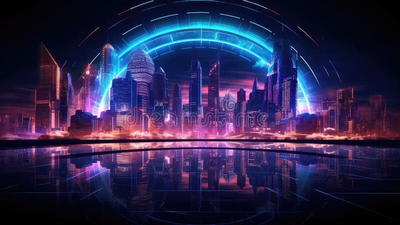 Technology Futuristic Round Background Stock Illustration ...