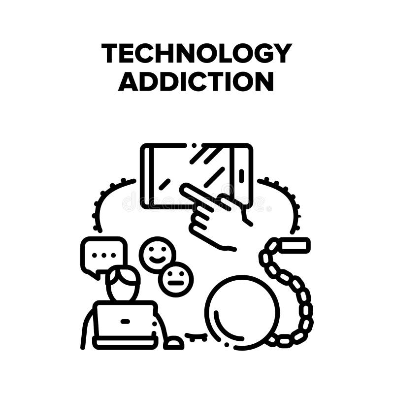 Technology Gadget Addiction Vector Concept Stock Illustration ...