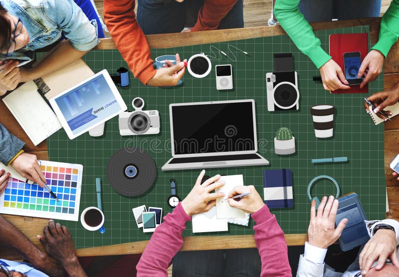 Technology Gadget Media Icons Concept Stock Photo - Image of aerial ...