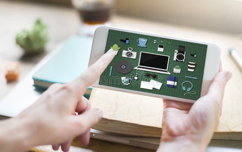 Technology Gadget Media Icons Concept Stock Image - Image of device ...