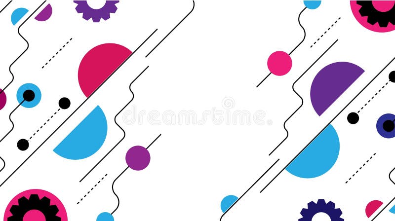 Technology Gear Cogwheels and Circles Colorful Line Art Banner Design ...