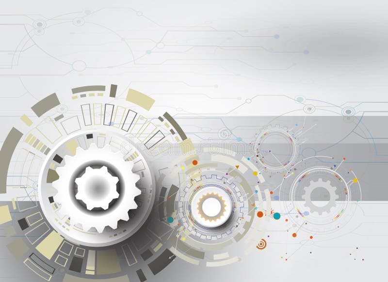 Vector Illustration Gear Wheel and Circuit Board, Hi-tech Digital ...