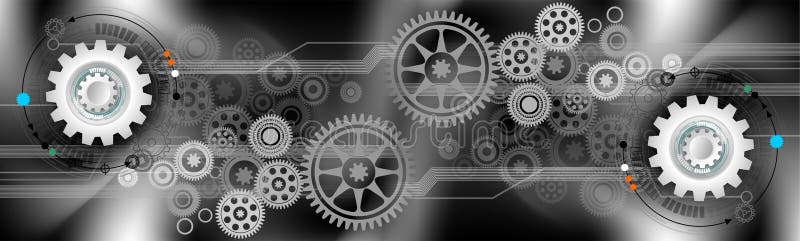 Technology Gears Cogs Banner Background Supply. Stock Illustration ...