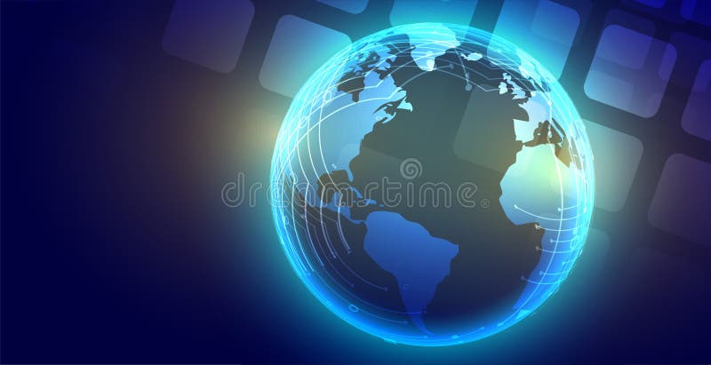 Technology Global Glowing Earth Banner Design Stock Vector ...