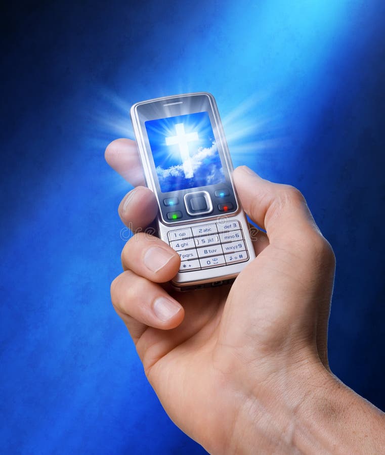 Technology God Religion Contact Stock Image - Image of cellular ...