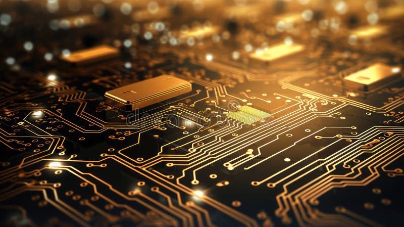 Technology gold circuit stock illustration. Illustration of luxury ...