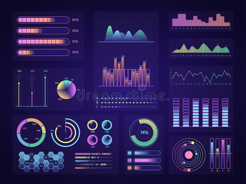 Technology Graphics Elements Set. Vector Stock Vector - Illustration of ...