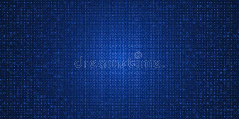 Vector Illustration Design. Blue Matrix Binary Datum Code, Grid Pixel Pattern Background Stock ...