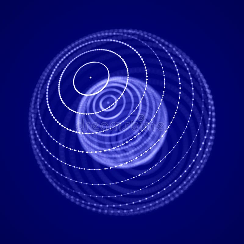 Technology Grid Sphere. Blue Sphere Consisting of Points and Lines ...