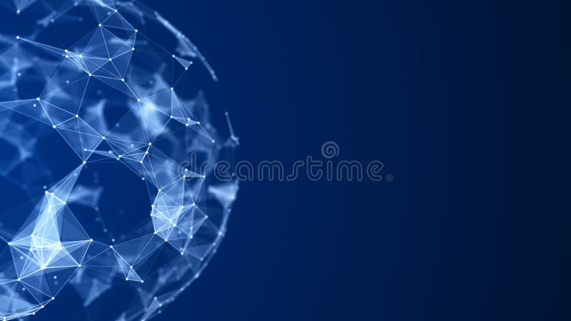 Technology Grid Sphere. Blue Sphere Consisting of Points and Lines ...