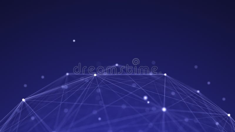 Technology Grid Sphere. Blue Sphere Consisting of Points and Lines ...