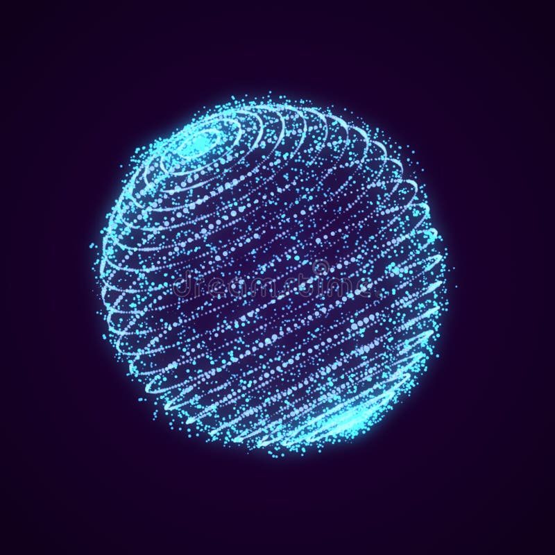 Technology Grid Sphere. Blue Sphere Consisting of Points and Lines ...